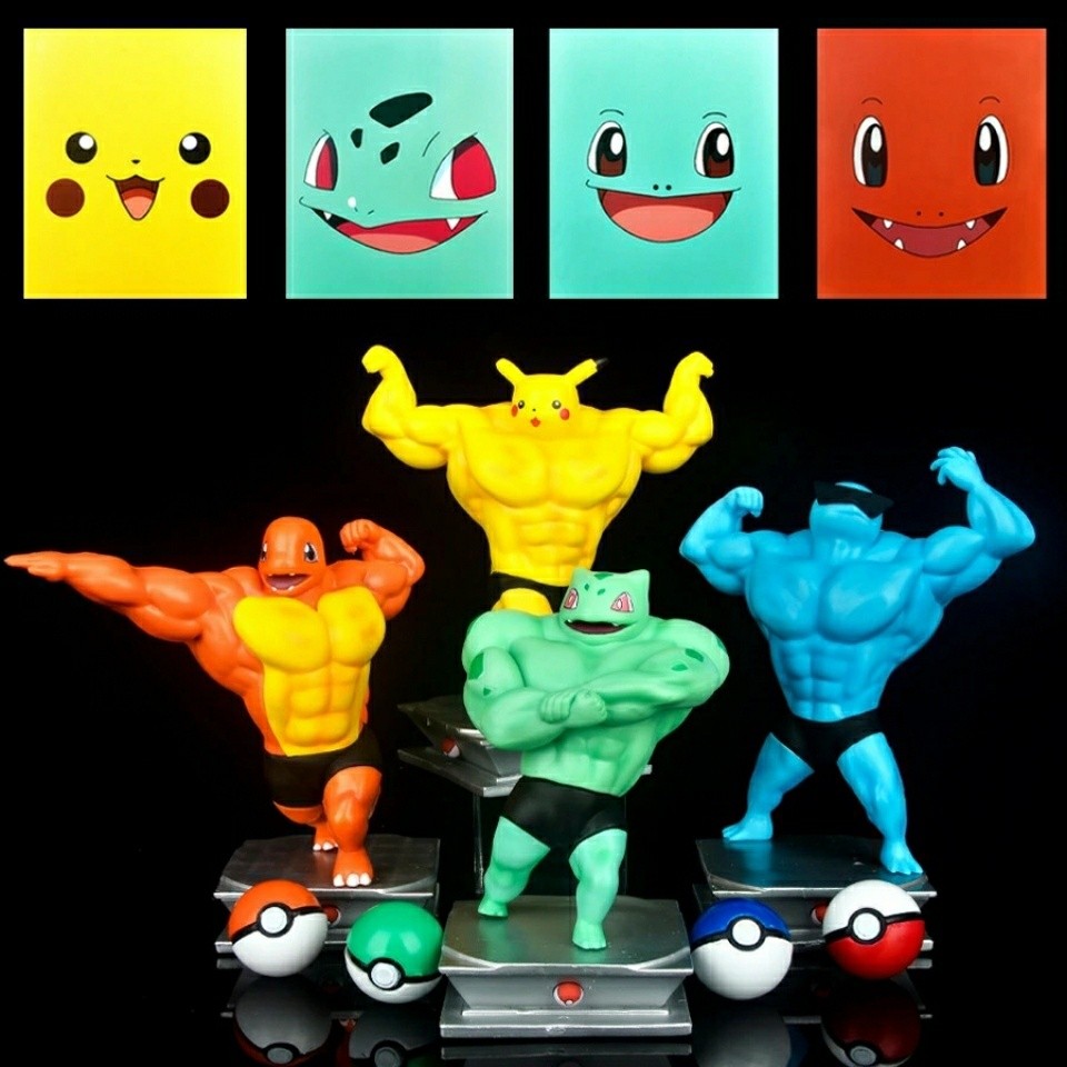 Pokemon Muscle Pikachu Little Fire Dragon Jenny Turtle Frog Seed Poke ...