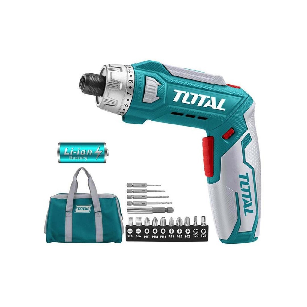 Total ชุดสว่านแบตเตอรี่ 8 โวลท์ พร้อมกระเป๋าผ้า รุ่น TSDLI0801 / รุ่น ...