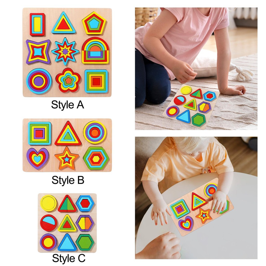 [unjitsh] Montessori Shape Matching Board กิจกรรมเพื่อการศึกษา Sensory ...