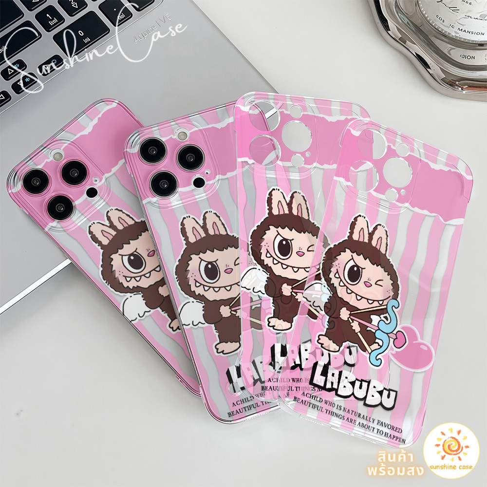 พร้อมส่ง เคสมือถือ ลายหยักสีชมพู Labb เคสใสขาตั้งFor SamsungA55 A53 A54 ...