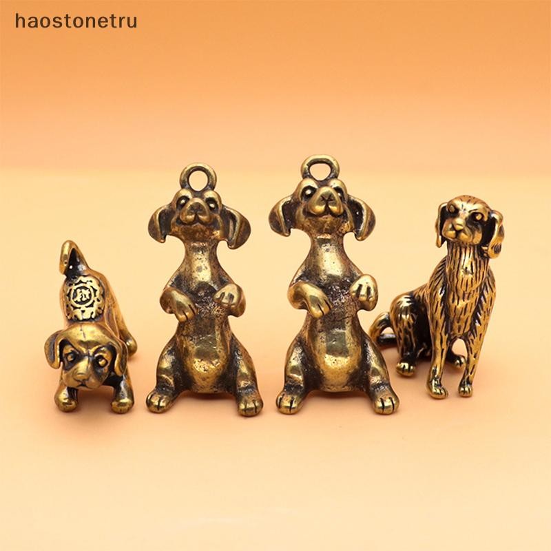 OST ทองเหลืองแข็ง Lucky Puppy พวงกุญแจจี้ Figurines Miniatures ...