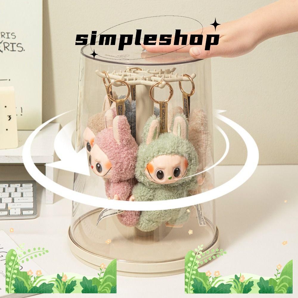 SIMPLESHOP Labubu ตุ๊กตาแสดงกล่อง,จอแสดงผลรอบด้านกันฝุ่น Labubu ขาตั้งจอแสดงผล,โปร่งใสหมุนจี้ ...