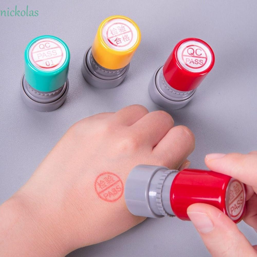NICKOLAS QA QC Inspect Stamp, Self-Inking แกะสลักคุณภาพ PASS Stamp, แบบ ...