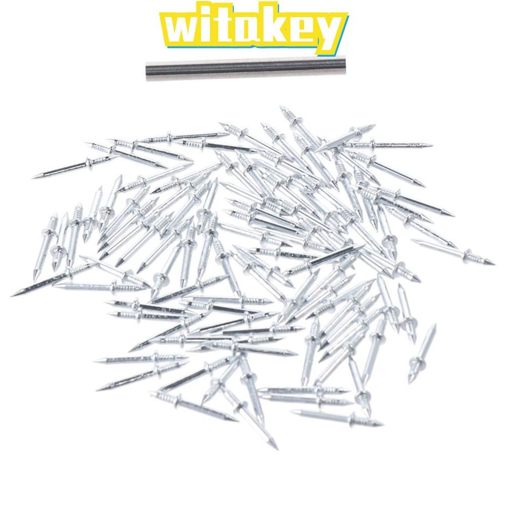 WITAKEY 100 ชิ้นกระโปรงด้ายไม่มีรอยต่อเล็บ,เงินเหล็กคาร์บอน Double-Headed เล็บ,เล็บเฉพาะแขน ...