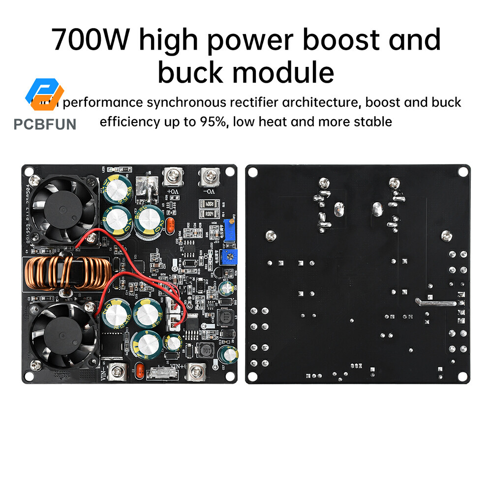 Pcbfun 600W/700W high power buck-boost โมดูลปรับแรงดันไฟฟ้าควบคุมแหล่งจ่ายไฟอินพุต DC 7-70V 20A ...