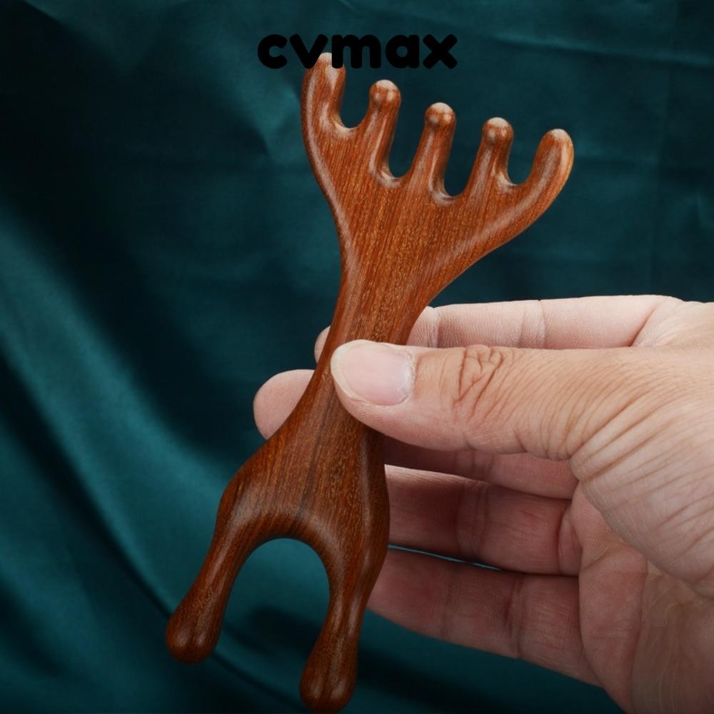 CVMAX 1 ชิ้น/2 ชิ้น หวีนวดบําบัดไม้, ไม้จันทน์ฟันกว้าง Body Meridian หวีนวด, สองหัวเครื่องมือ ...