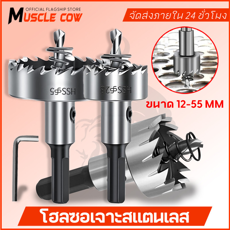 MUSCLE COW ดอกสว่าน โฮลซอเจาะเหล็ก อลูมิเนียม HSS ขนาด 12-55 mm Hole ...