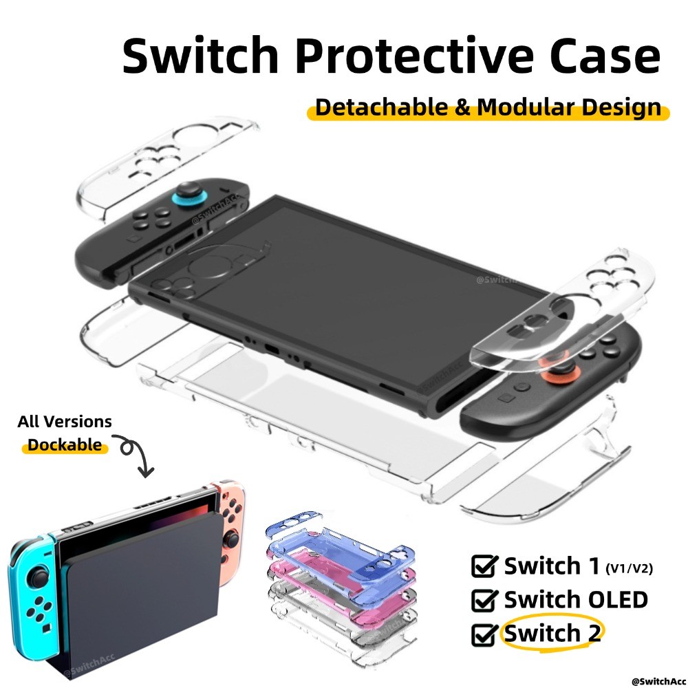 Dockable Switch Case โปร่งใสสําหรับ Nintendo Switch 1/ 2/ OLED [สต๊อกใน ...