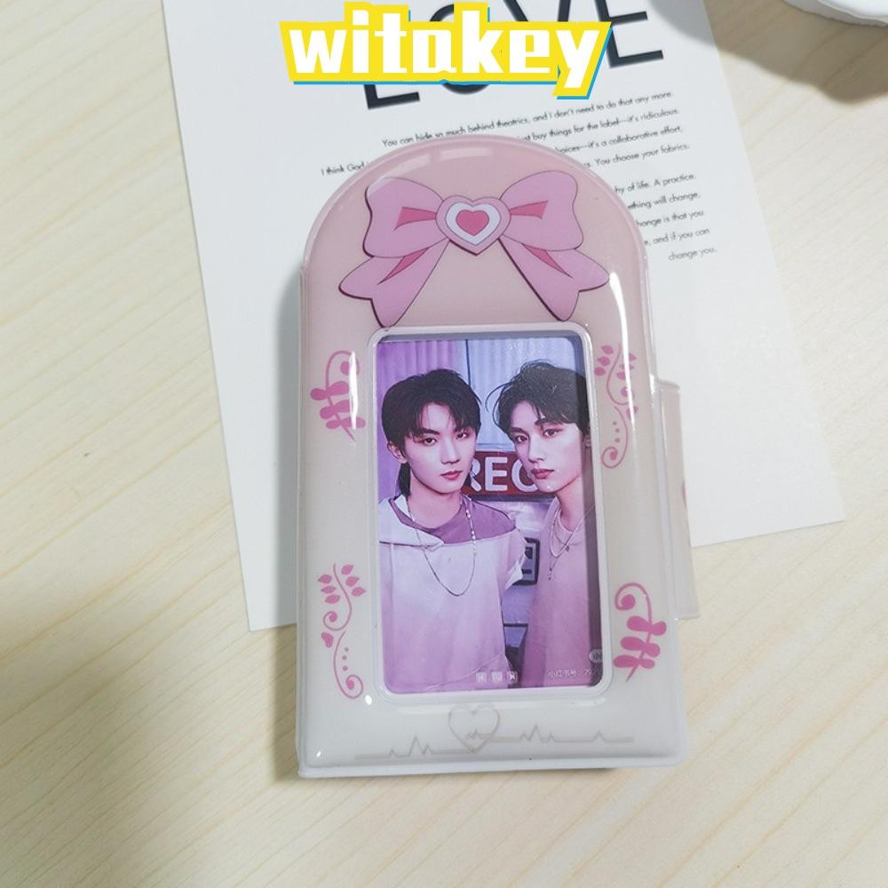 อัลบั้มการ์ด WITAKEY, แฟ้มโฟโต้การ์ดหมีสีชมพูขนาดเล็ก 3 นิ้ว, PVC Love Bow คุณภาพสูงพร้อมอัลบั้ม ...