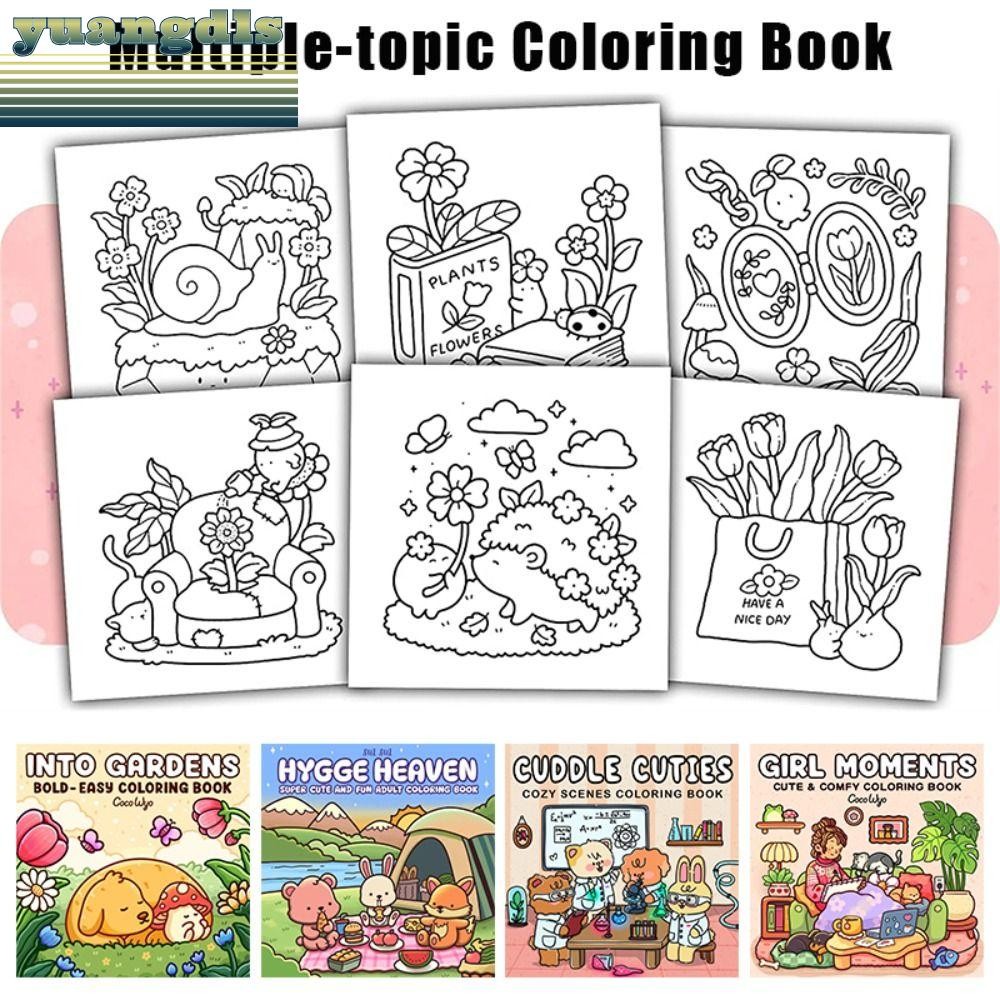 สมุดระบายสีกราฟฟิตี้ YUANG สมุดระบายสีเพื่อการศึกษา Stuky Cutie ของขวัญผ่อนคลายน่ารัก Doodles ...