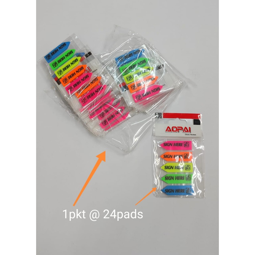 [24แผ่น/Pkt] - Aopai 5 ดัชนีลูกศรสี "SIGN HERE" Sticky Notes (12มม. x ...