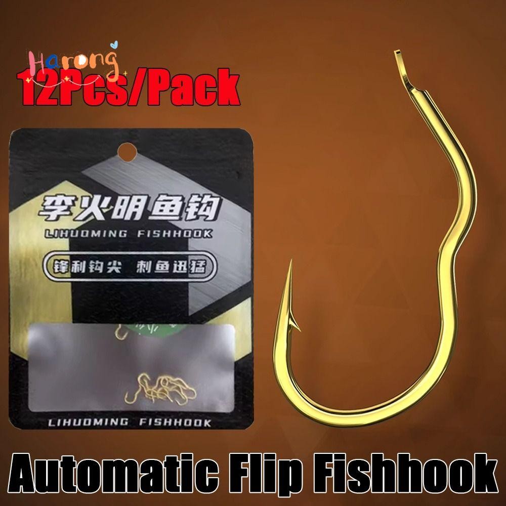 HARONG 12 ชิ้น/แพ็คFlip Fishhook, Anti-Slip เหล็กคาร์บอนสูงตะขอตกปลา ...