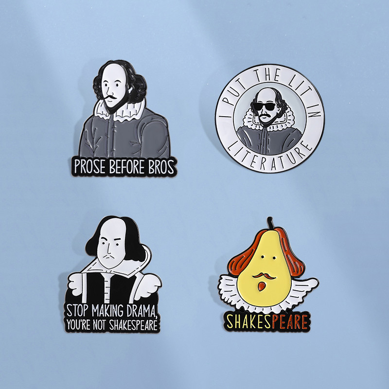 ตลก Pear William Shakespeare เคลือบ Pin ที่มีชื่อเสียง Writer เข็มกลัด ...