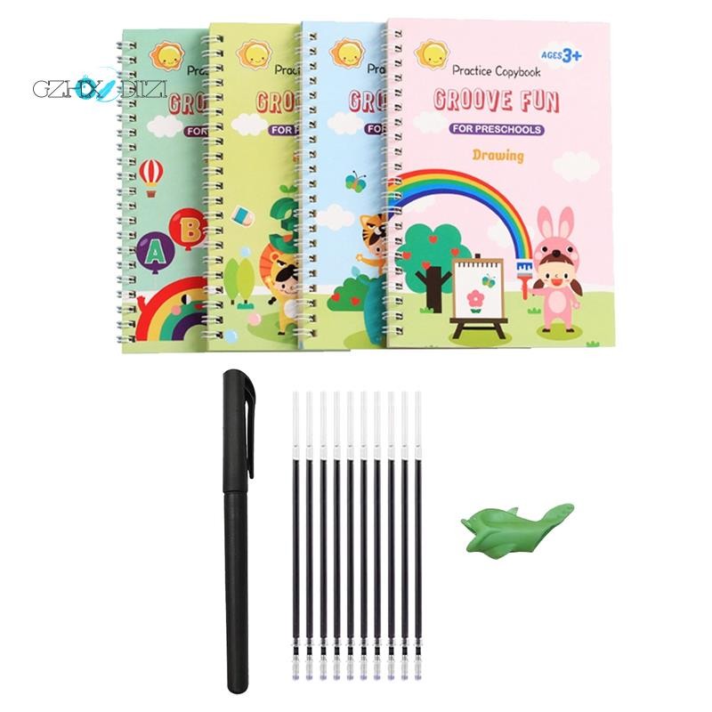 Gzhxdiizi4 Pc Grooved Handwriting Book Practice,Magic Copybook สําหรับ ...