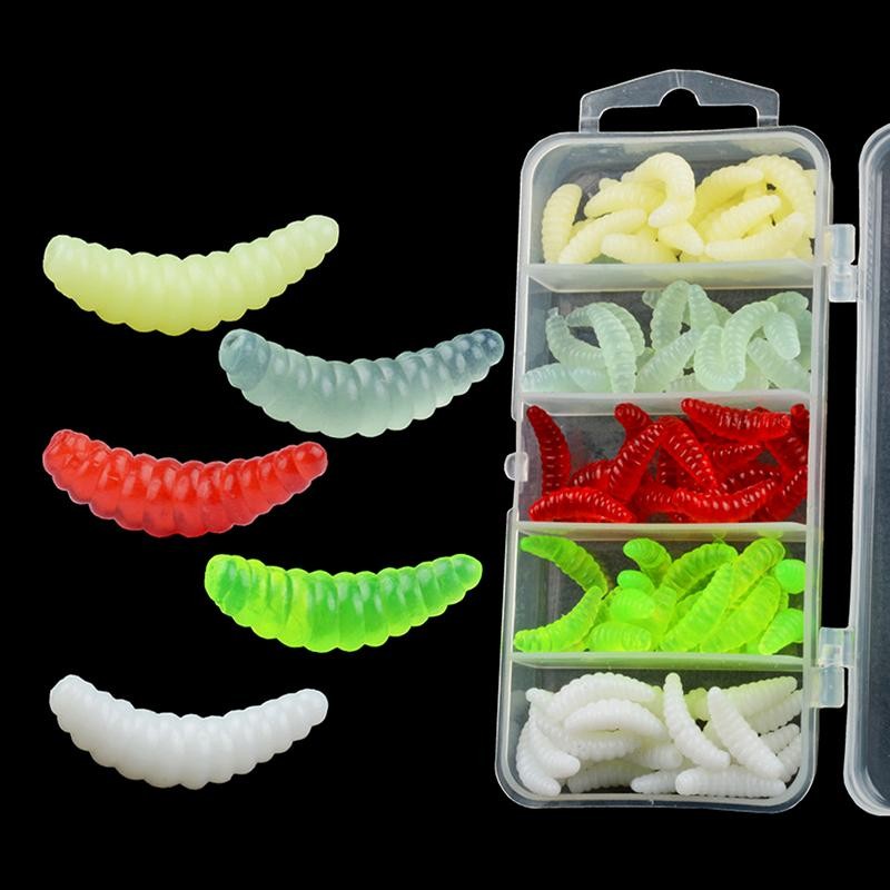 FTY 100 ชิ้น/กล่อง Mini Soft Maggot เหยื่อ 2 ซม.5 สีผสมเหยื่อตกปลา ...