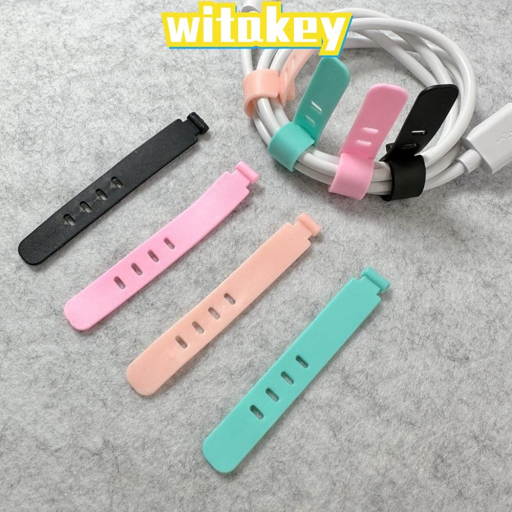 WITAKEY อุปกรณ์จัดเก็บสายเคเบิลข้อมูล, 6 สี 4 หลุมยางด้าย Trimmer, แบบพกพา TPR Bobbin Winder ...