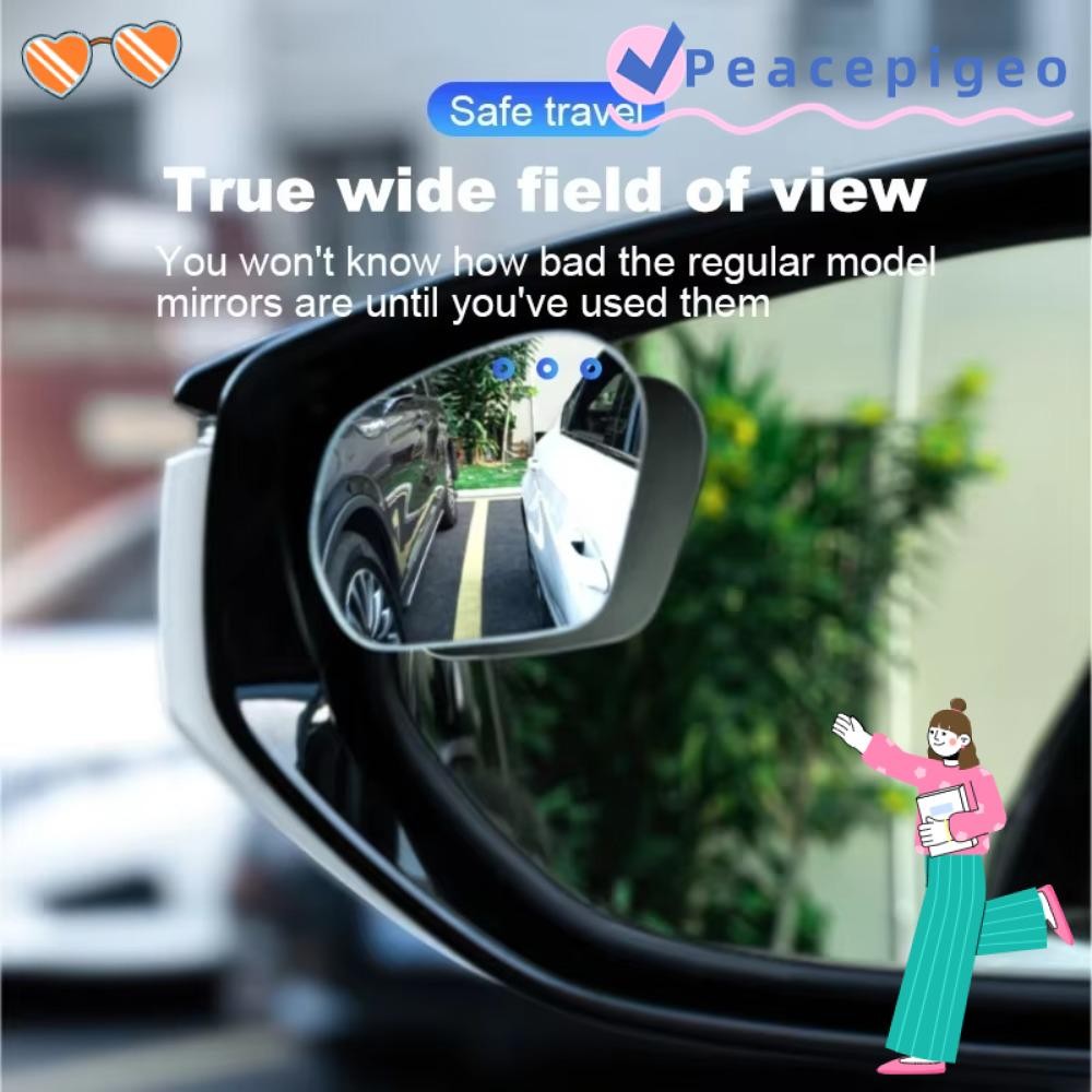 PEACEPIGEO กระจกจุดบอด 2 ชิ้น, HD Frameless 360 องศากระจกมองหลัง,ประเภทดูดปลอดภัยปรับมุมกว้าง ...
