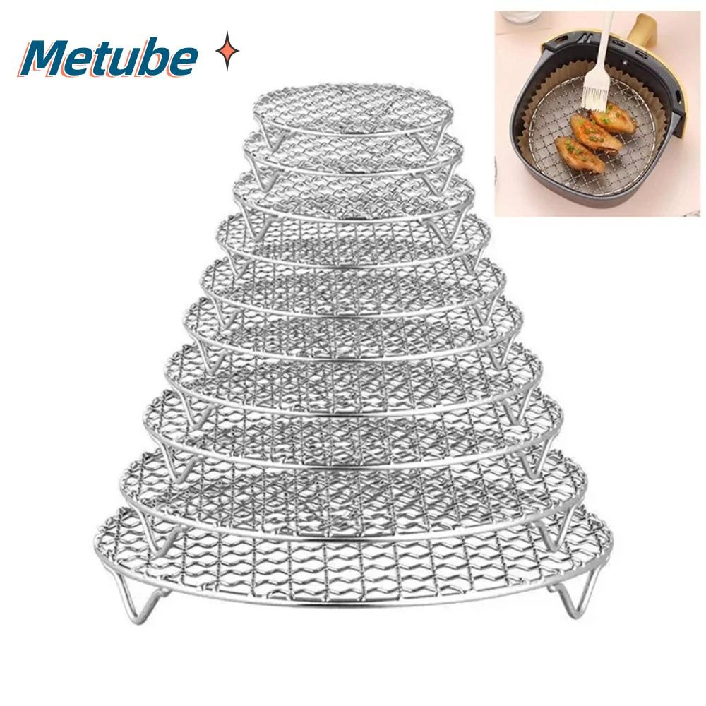 METUBE Grid Grill, Round with Foot Air Fryer Rack, สแตนเลสแบบพกพา ...