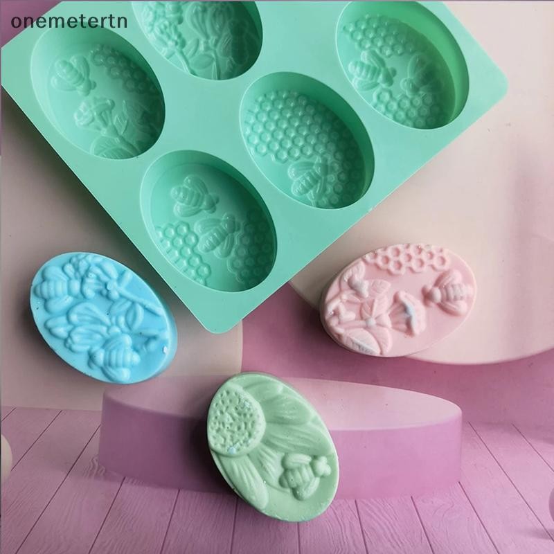 Oyr 6 แม่พิมพ์สบู่ซิลิโคนรูปผึ้งรูปไข่สบู่ทําด้วยมือแม่พิมพ์ซิลิโคนดอกไม้และ Honeb-รูป DIY ...