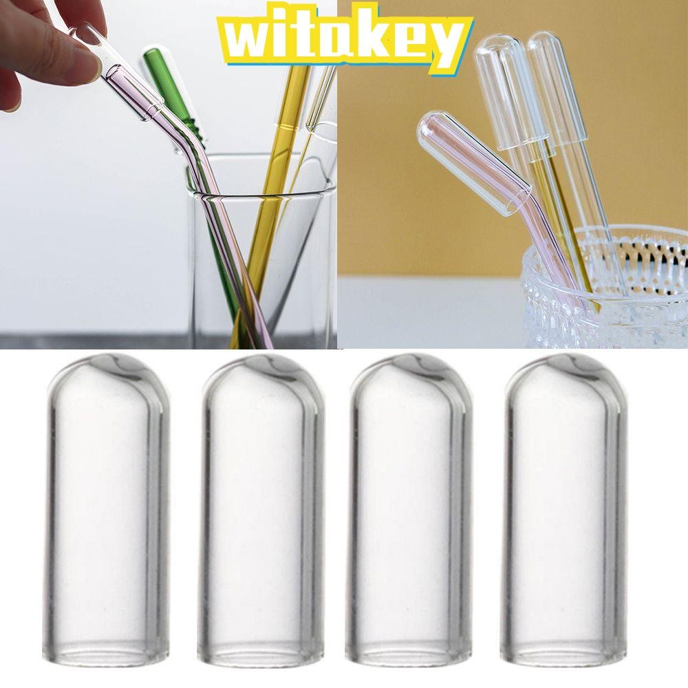 WITAKEY 1/4PCS ปลั๊กฟางแก้วหลอดสแตนเลสหมวกกันฝุ่นฝาครอบแก้วดื่มหมวกฟาง | Shopee Thailand
