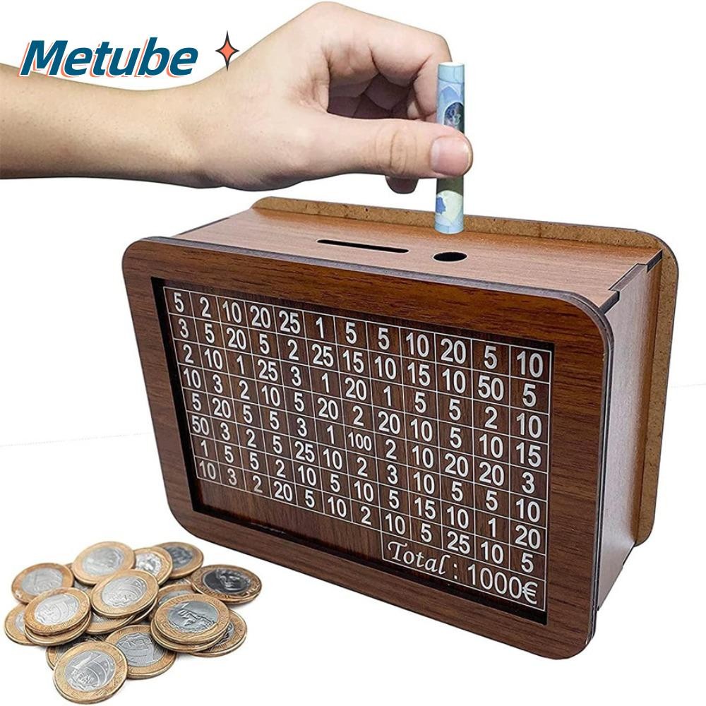METUBE กล่องเงิน, ทําด้วยมือพร้อมประหยัดเงินเป้าหมายเคาน์เตอร์กระปุกออม ...
