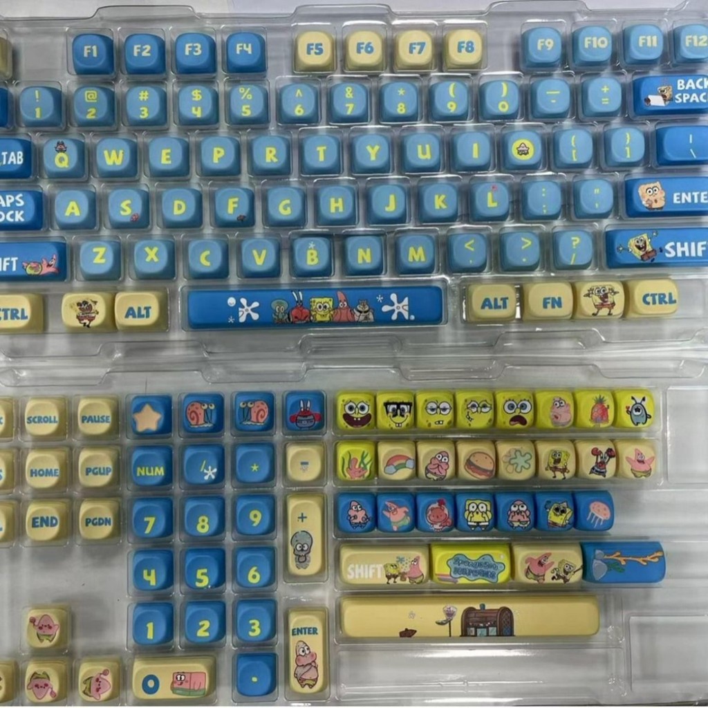 SpongeBob SquarePants Keycap MOA โปรไฟล์ 135 คีย์ PBT Dye Sublimation ...