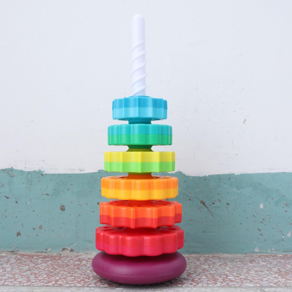 [Tachiuwa21] Spinning Rainbow Tower Stacking Toy การเรียนรู้ประสานมือตาสําหรับ | Shopee Thailand