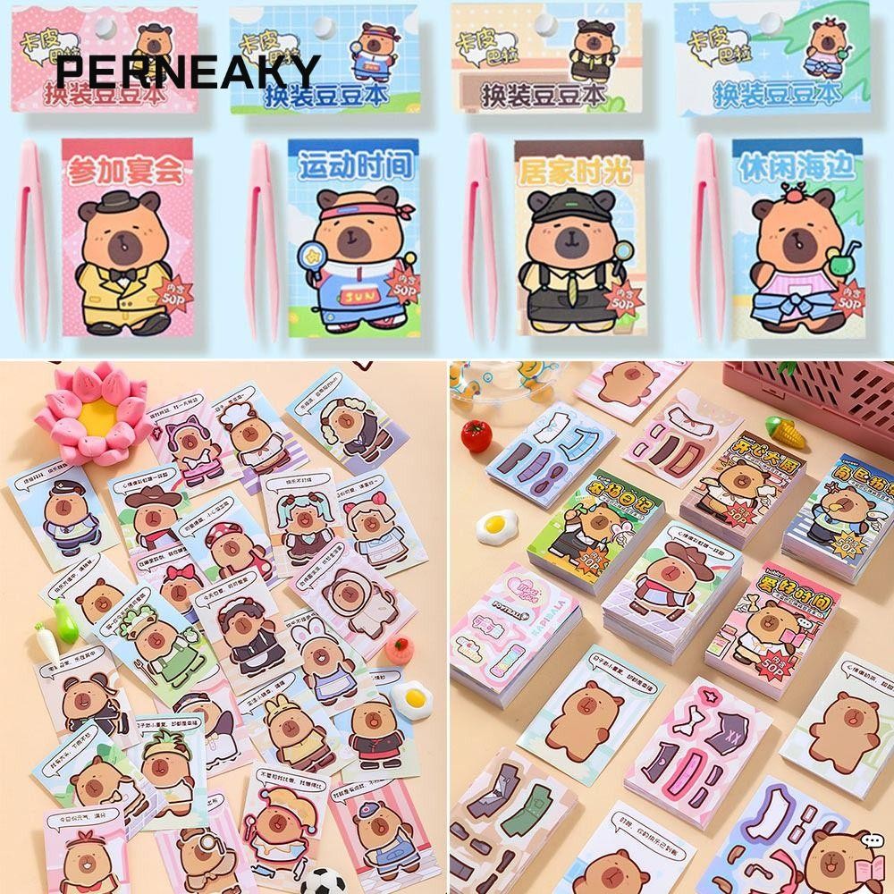 PERNEAKY Capybara Dress Up Sticker Book, 25P Clothes + 25P Capybara ...