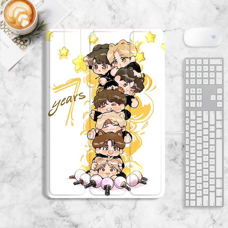 การ์ตูนเด็ก BTS กรณี iPad air7 air4/5/6 2024 pro11 pro12.9 pro13 กรณี ...