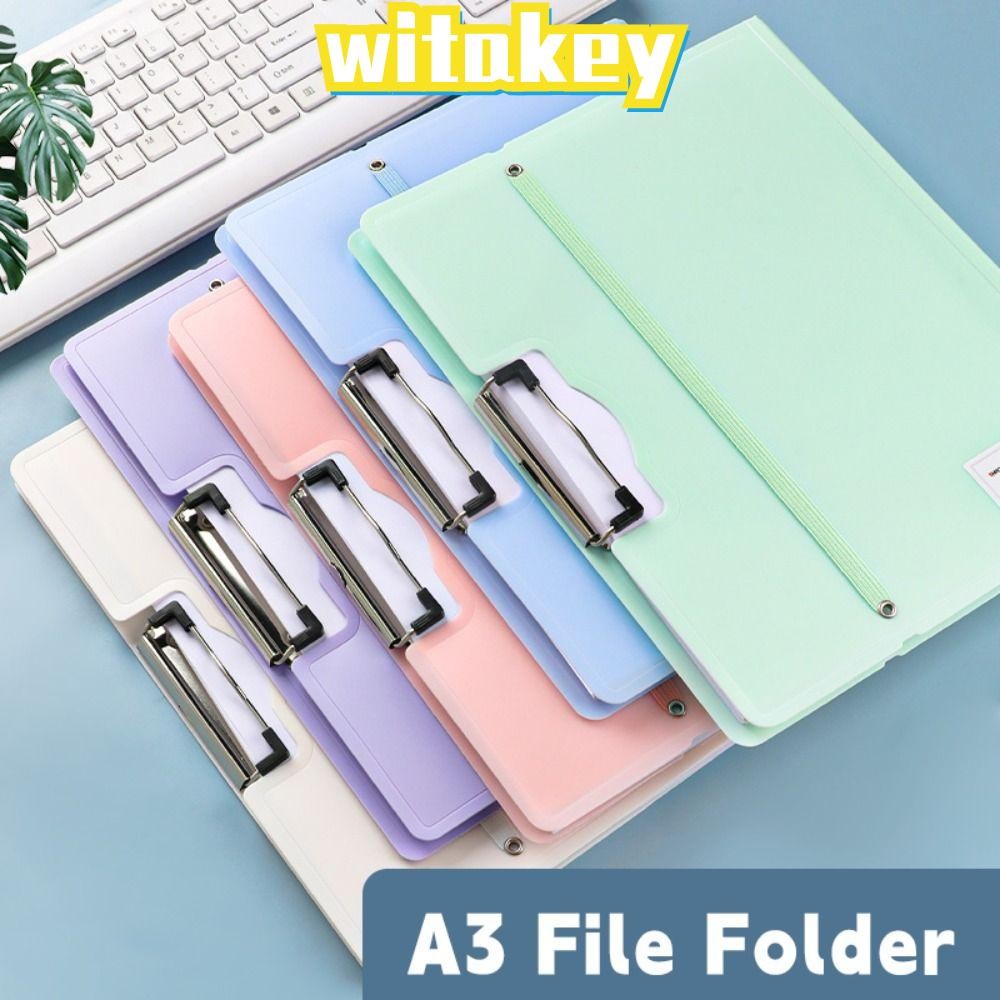 คลิปเก็บกระดาษสอบ WITAKEY, โฟลเดอร์แฟ้ม A3 มัลติฟังก์ชั่นดีไซน์สายรัด, นักเรียนกระดานคลิปบันทึก ...