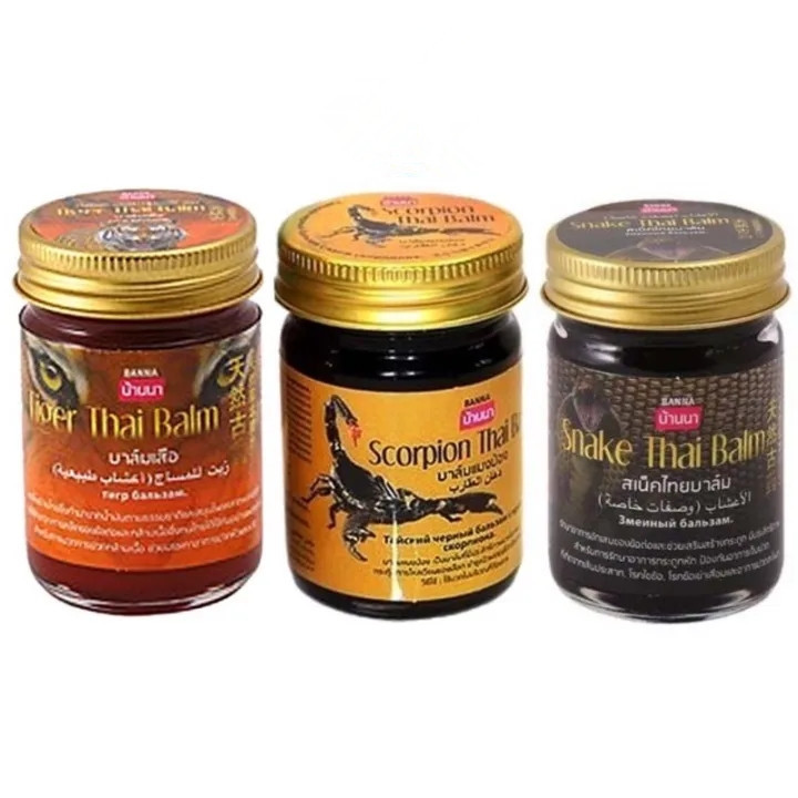 บ้านนา บาล์ม ยาหม่องสมุนไพรไทย 1 ขวด สูตรเสือ งู แมงป่อง (Tiger / Snake ...