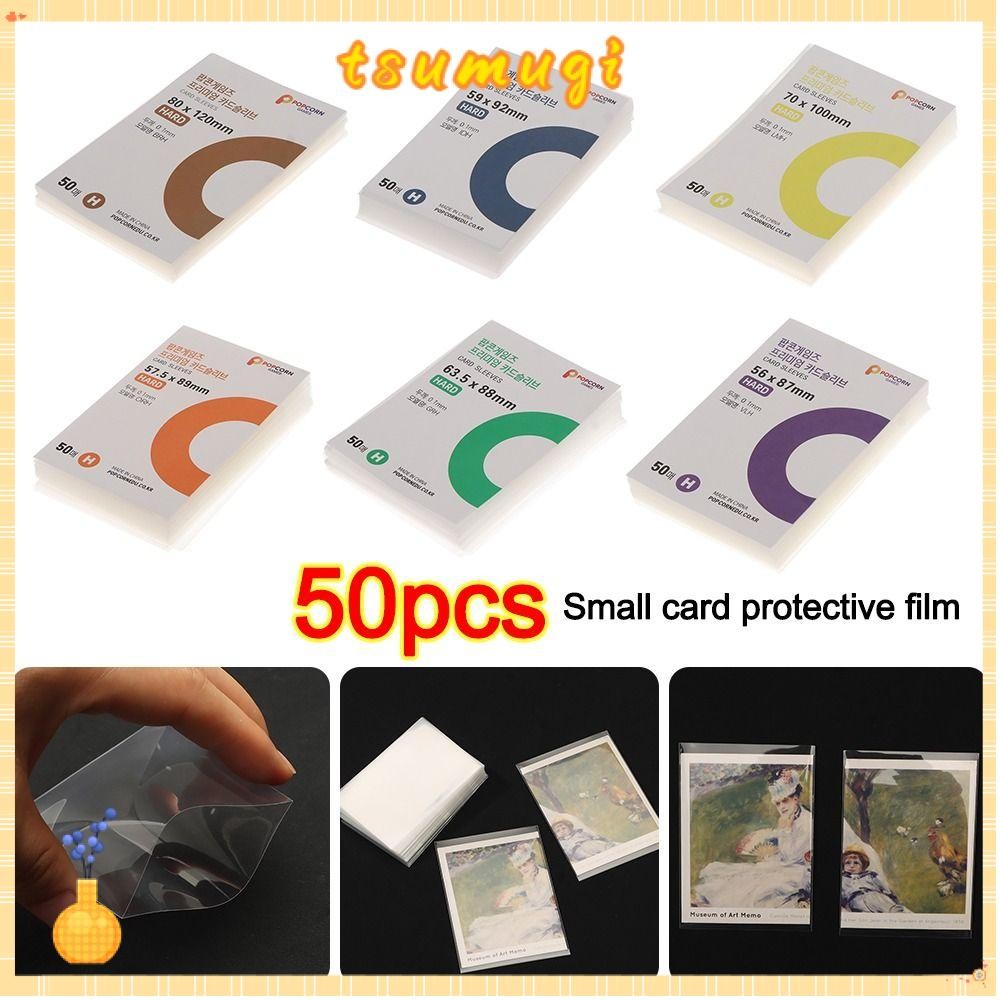 TSUMUGI 50 ชิ้น Kpop การ์ดแขน, 3 นิ้ว Photocard Holographic Protector ฟิล์ม,เครื่องเขียน CPP ...