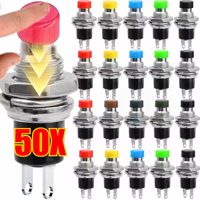 Momentary Push Button Switch Reset Jog Lock ฟรีสวิทช์ 2 Pins Pre-Soldered Push Button Switches ...