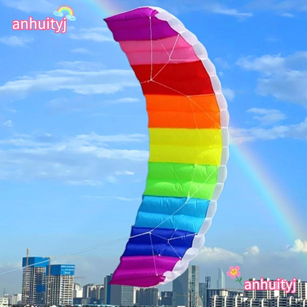 AHUITYJ ว่าวร่มสีรุ้ง บินง่าย 30 เมตร Line Soft Kite, Professional Dual Line Good Flying Double ...