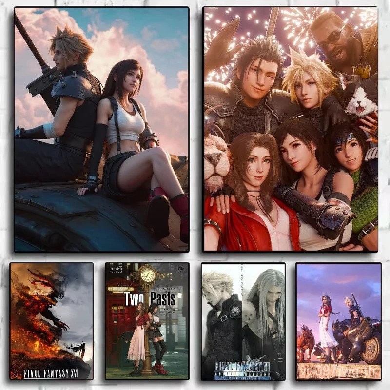 โปสเตอร์เกมวิดีโอ Final F-Fantasy ภาพวาดผ้าใบ HD สำหรับตกแต่งบ้าน ห้อง ...