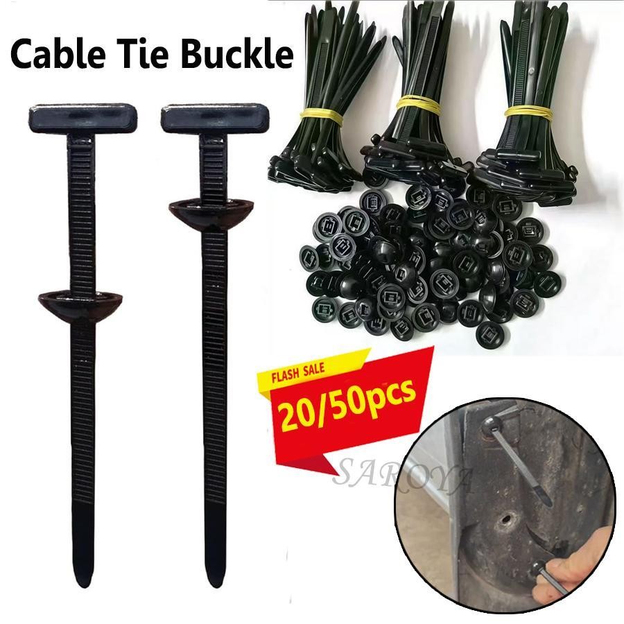 20/50 ชิ้นไนลอน Universal Cable Tie หัวเข็มขัดรถสาย Tie Retainer Heavy ...
