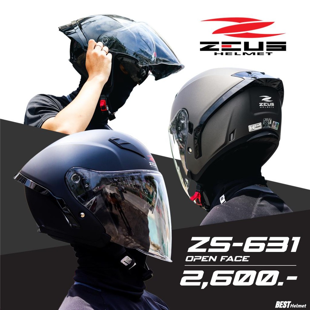 หมวกกันน็อค Open Face ครึ่งใบ ZEUS Helmet - ZS-631 ราคา 2,600.- เท่านั้น | Shopee Thailand