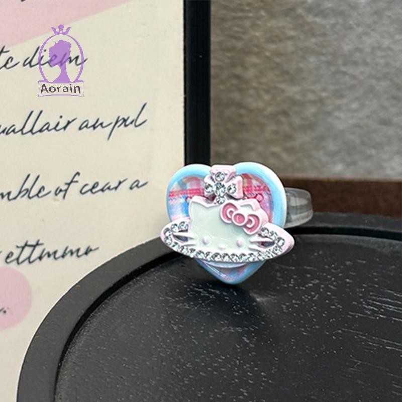 # ANTH # ใหม่แฟชั่นหัวใจลายสก๊อต Hello Kitty แหวนสาวหวานแหวนหัวใจ All ...