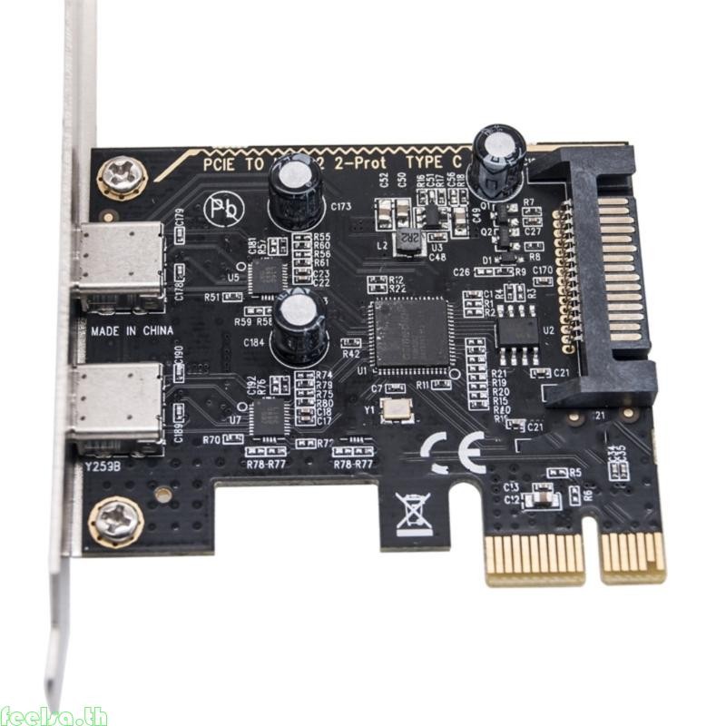 Feela PCIe การ์ด USB 3 2 GEN1 ถึง 2 พอร์ต Type C ASM1042 การ์ดขยายชิป ...