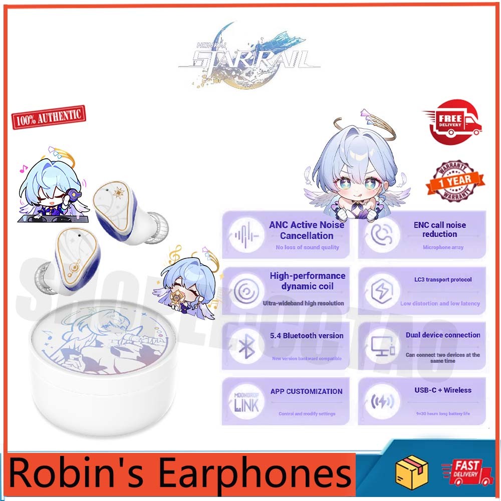 MIHOYO Hongkai: StarRail ROBIN ที่กําหนดเอง TWS Active ลดเสียงรบกวน ...