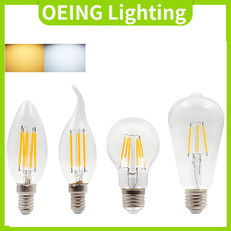 OEING หลอดไฟ LED E14 E27 220V 4W 6W เทียนหลอดไฟประหยัดพลังงาน C35 C35L A60 G45 S764 แสงสีขาว ...
