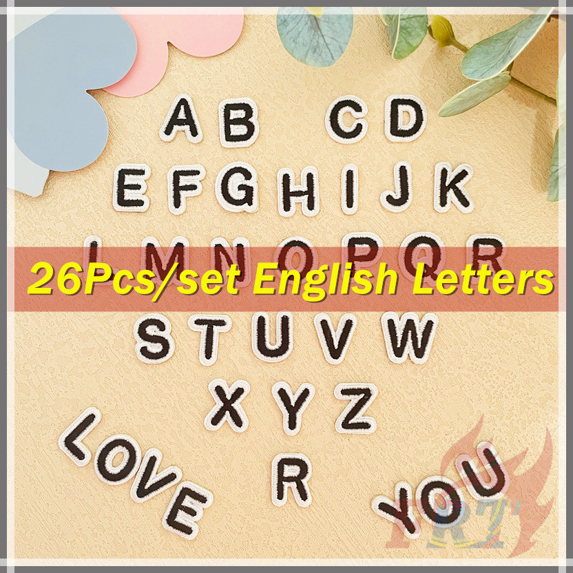 26ชิ้น/เซ็ต สีดํา . Mini Arial English Letters Series 02 แพทช์ ...