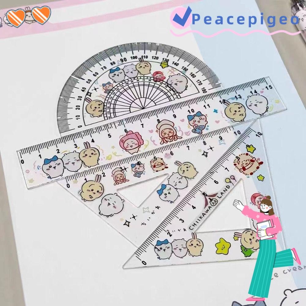 PEACEPIGEO 1 ชุดวัดเกินไป, Straightedge Chikawa Jiyikawa ไม้บรรทัดเมตริก, การ์ตูนลักษณะสูงไม้โปร ...
