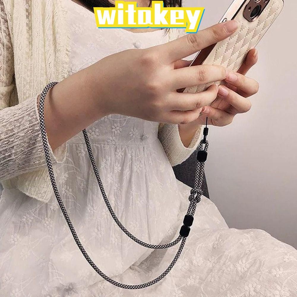 WITAKEY โซ่แขวนคอ, เชือกเส้นเล็กโทรศัพท์มือถือแบบปรับได้ที่ถอดออกได้, เชือกเส้นเล็กแบบใช้คู่ทอ ...