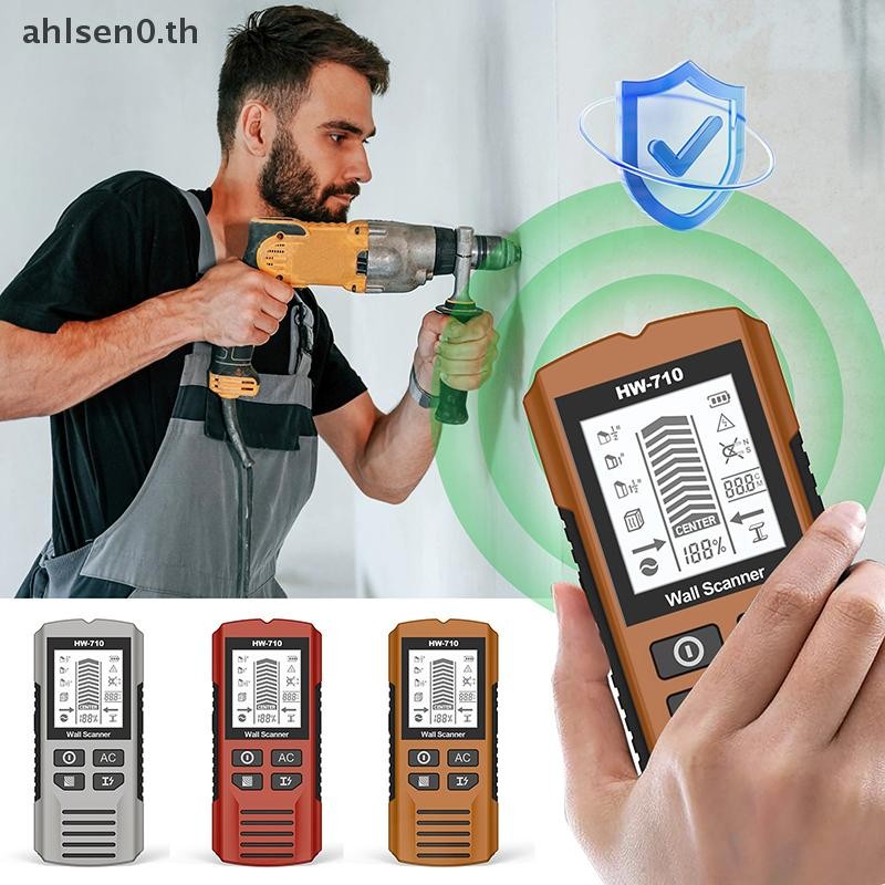 Ahlsen0 6 In 1 Wall เครื่องตรวจจับโลหะความลึก Wall Stud Finder โลหะไม้ Studs AC แรงดันไฟฟ้า Live ...
