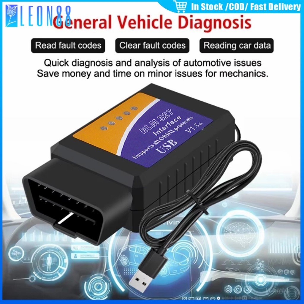 ของมาใหม่！OBD2 V2.1 ELM 327 เครื่องสแกนเนอร์วินิจฉัยรถยนต์ แบบUSB รอบ ...
