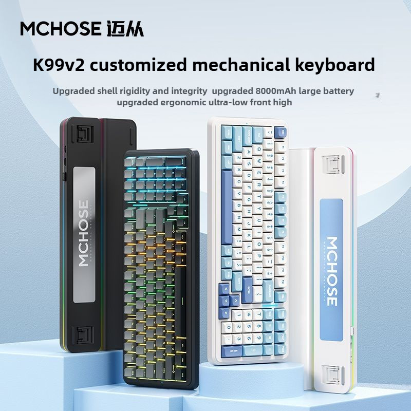 MCHOSE K99 V2 Customized Mechanical Keyboard Full Keys Hot Swappable Gasket Structure Wireless ...