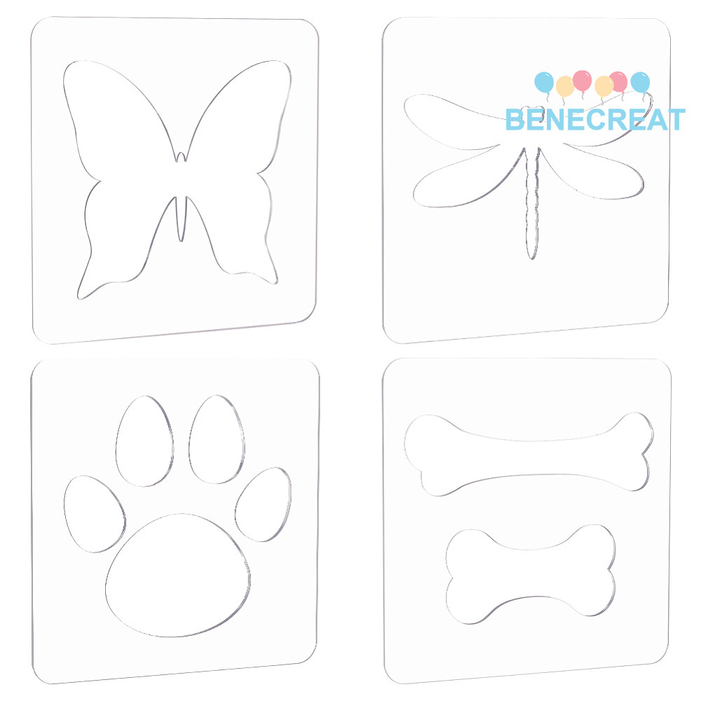 ชุดแม่แบบอะคริลิคโปร่งใสสุนัข Pawa, Bones, Dragonfly, Butterfly ขนาด ...