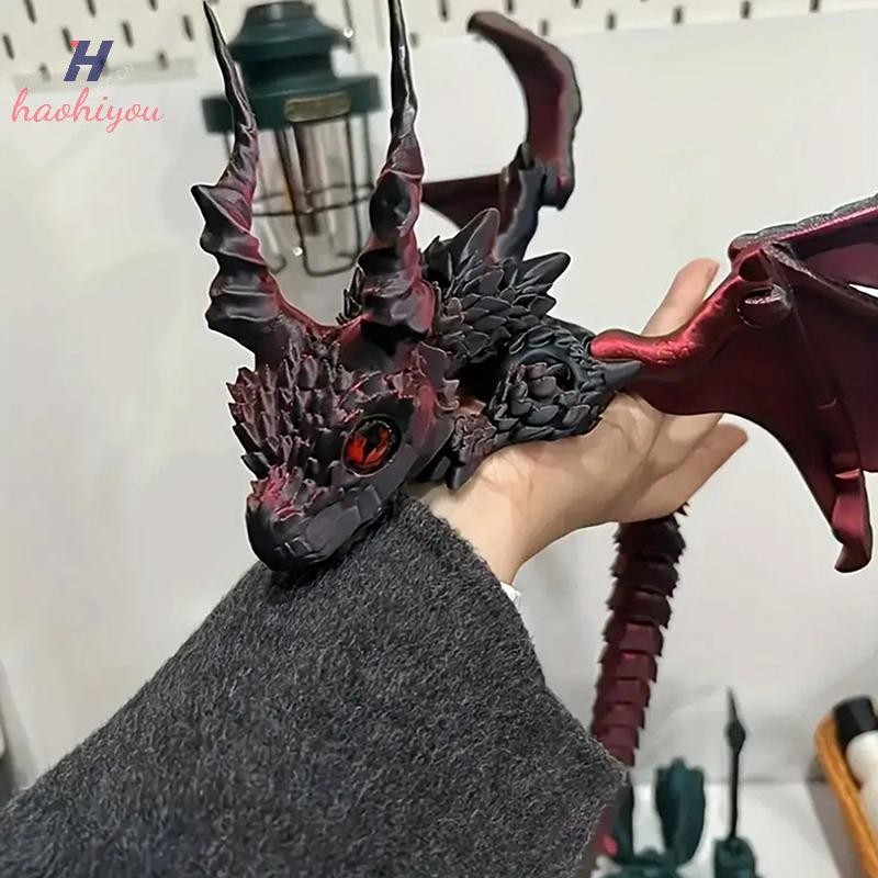 3D พิมพ์มังกรปีก Winged Carriage Dragon Figurine Art Deco ประติมากรรม ...