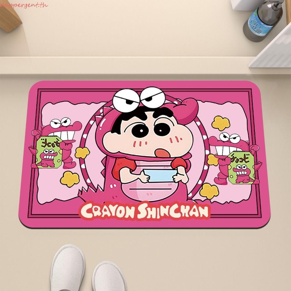 DAPPERGENT พรมปูพื้นอาบน้ําเครยอนชินจัง, พรมเช็ดเท้าป้องกันการลื่นไถลดูดซับซุปเปอร์, พรมแห้งเร็ว ...